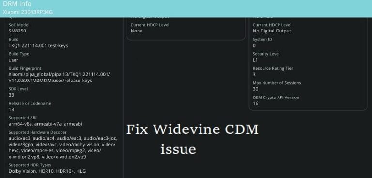 How to fix Widevine CDM issue on Xiaomi Mİ PAD 6